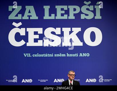 ANO chairman Andrej Babis speaks to journalists after his meeting with ...