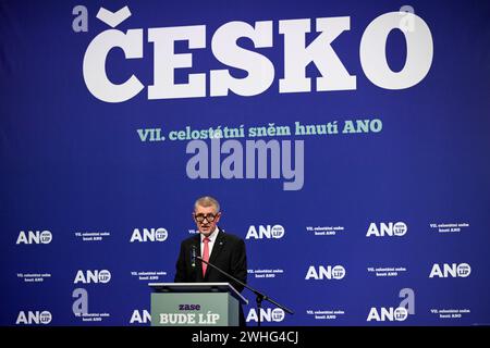 ANO chairman Andrej Babis speaks to journalists after his meeting with ...