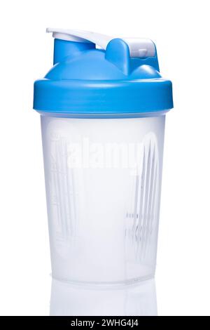 Empty protein shaker isolated on white background Stock Photo - Alamy