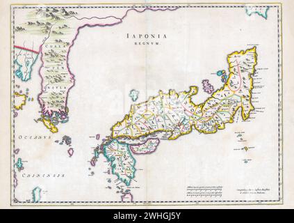 Old map of imperial Japan Willem and Johannes Joan Blaeu, ca 1655 *** Old map of imperial Japan ...