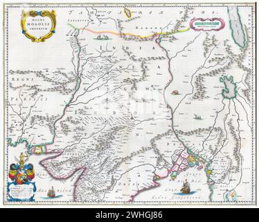 Historical map of The Great Mughal Empire, Willem and Johannes Joan Blaeu, ca 1663 ...