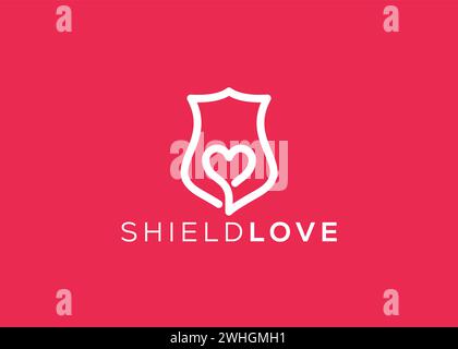 Minimalist Shield love logo design vector template. Guard and love ...