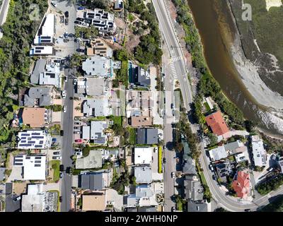 Aerial view of Wealthy Encinitas town in San Diego South California ...