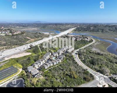 Aerial view of Wealthy Encinitas town in San Diego South California ...