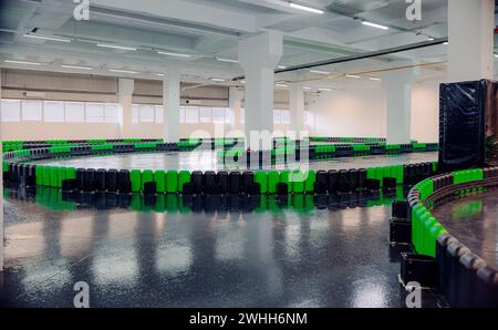 Empty kart racing track inside cruise ship Norwegian Cruise Line. Go ...