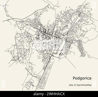 Podgorica, Montenegro, Downtown 3D Vector Map of Famous Streets. Bright ...
