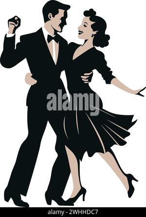 Vintage Swing Dance Couple. Retro 1940s Lindy Hop Cartoon Clipart ...