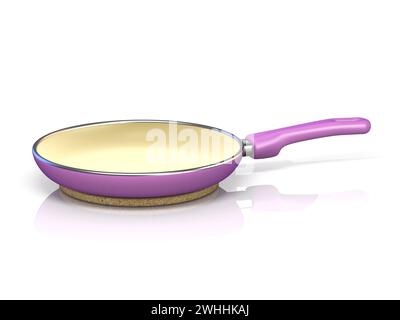Purple cooking pan 3D rendering illustration isolated on white ...