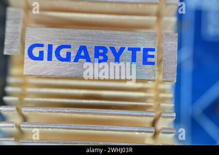 Cairo, Egypt, February 9 2024: Gigabyte Technology Company sign logo ...