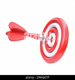 Red cartoon dart target 3D rendering illustration isolated on white ...