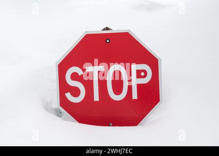 Stop sign in snow drift, Wallowa Mountains, Oregon Stock Photo - Alamy