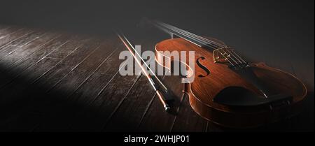 Violin Wooden Table Stock Photo - Alamy