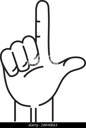 Mono line illustration of a hand making the Loser gesture made by ...