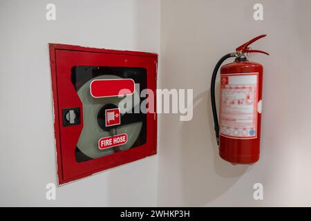 Fire fighting kit in a an entrance of a compound or building to ...