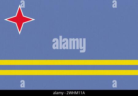 Flag of Aruba. Official symbol of Country of Aruba. 3D illustration ...