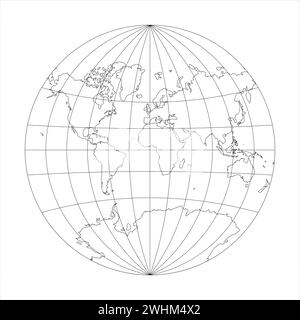 Simplified Map of World with latitude and longitude grid. Aitoff ...