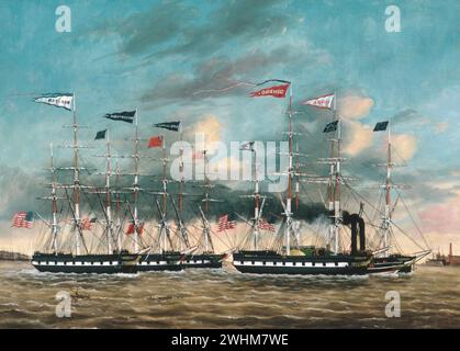 The 1852 painting by James Guy Evans shows the frigate 'Aurelia ...