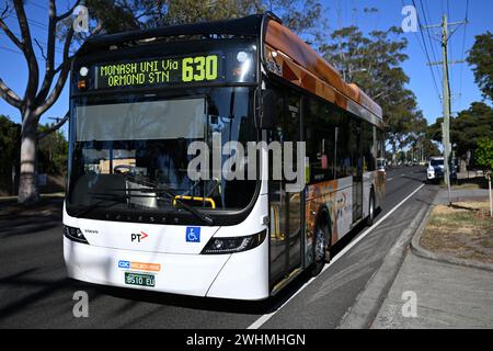 Front view of a CDC Melbourne operated Volgren hybrid bus, on route 630 ...