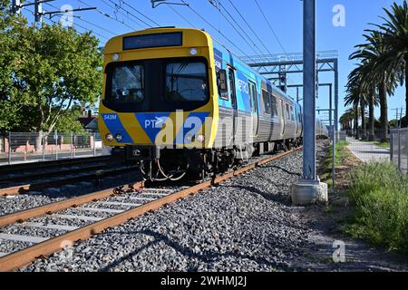 Front view of an old Comeng train, featuring current PTV and Metro ...