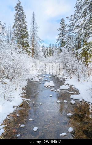 tenmile creek in winter at moose creek campground near rimini, montana ...
