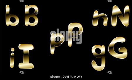 golden shiny alphabet pack collection set illustration in vector format ...