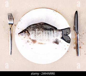 Raw meat watercolor illustration on black background Stock Photo - Alamy