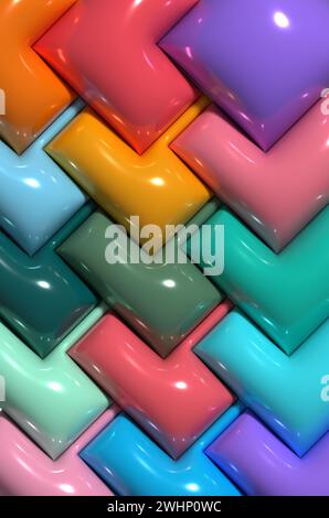 Background with colorful inflated figures, 3D rendering illustration Stock Photo - Alamy