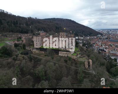 Aerial view of the Heidelberg castle taken by a drone Stock Photo - Alamy
