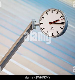 Station clock in LiÃ¨ge-Guillemins train station, modern architecture ...