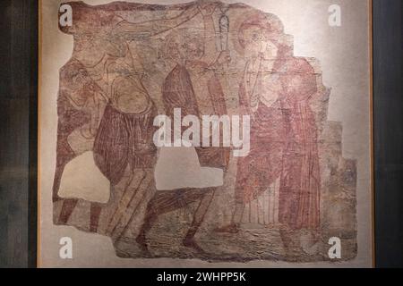 Descent, inert body of Christ held by José de Arimatea, mural paintings ...