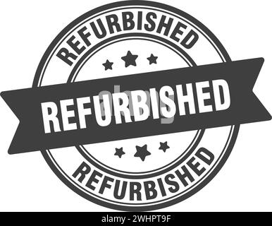 refurbished round stamp isolated on transparent background. refurbished ...