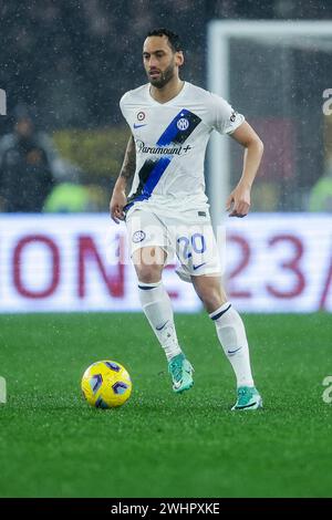 Inter's Turkish midfielder Hakan Calhanoglu looks during the Serie A ...