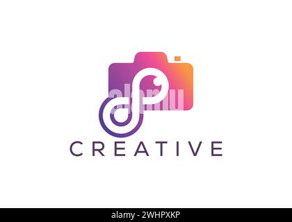 Minimalist infinity camera logo design vector template. Creative modern ...