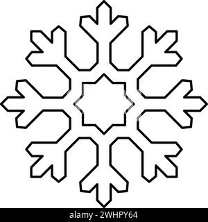 Snowflake contour outline line icon black color vector illustration image thin flat style simple ...