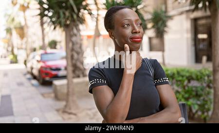 African american woman standing with doubt expression at street Stock ...