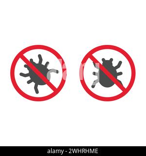No bug red prohibition sign. Insecticide repellent or pesticide, no ...