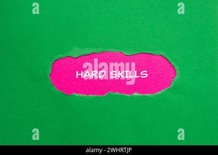 Hard skills lettering on ripped orange paper with purple background ...