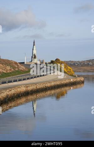 Stanley, Falkland Islands, UK - December 15, 2008: Gray marble statue ...