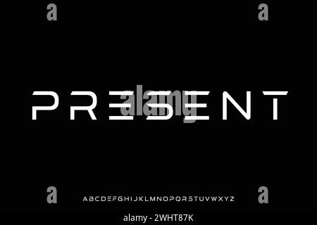 Modern futuristic sans serif display font vector. Contemporary alphabet ...