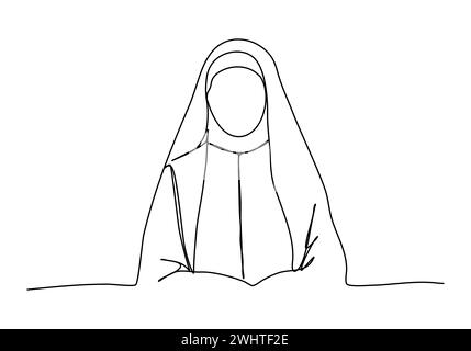 Christian nun, one line drawing vector illustration Stock Vector Image ...