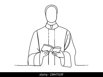Priest, one line drawing vector illustration Stock Vector Image & Art ...