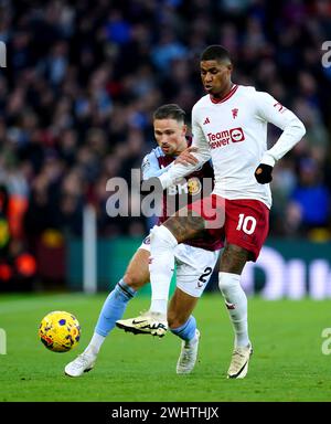 Aston Villa's Marcus Rashford (left) and Tottenham Hotspur's Archie ...