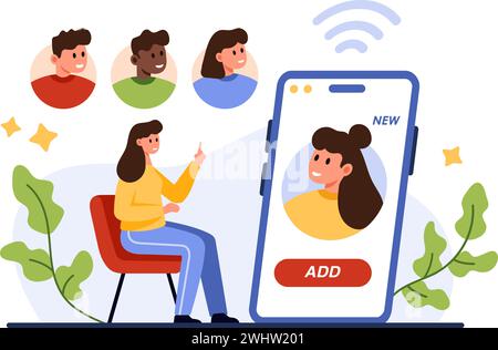 Marketing program, advertising to audience. Tiny people holding Add ...