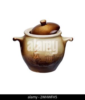 Ceramic cooking pot isolated on white background Stock Photo - Alamy