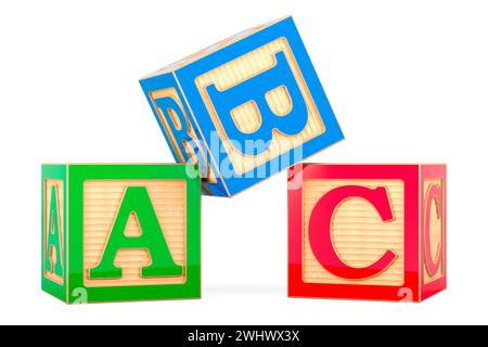 ABC Wooden Blocks- Alphabet Letters and Numbers Learning Block Set. 3D ...