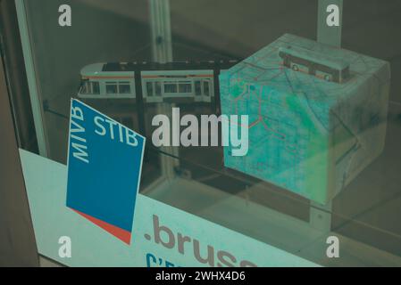 Brussels, Belgium. 5-02-2024. Interior of Roger station. Installation ...