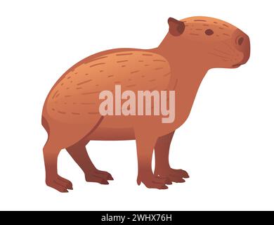 Big mammal cute capybara cartoon animal design vector illustration isolated on white background ...
