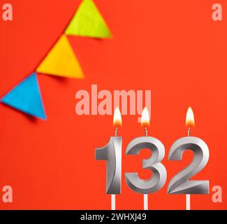 Number 132 candle - Birthday card design in yellow background Stock ...