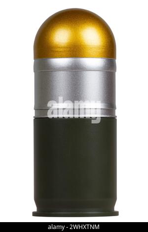 40 mm grenade launcher round for automatic grenade launcher isolated on a white Stock Photo - Alamy