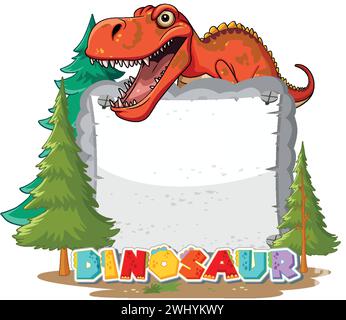Dinosaur T Rex Peeking Over Sign Cartoon Stock Vector Image & Art - Alamy